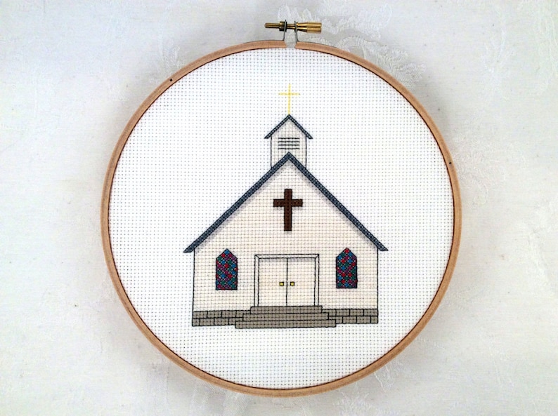 Church Cross Stitch Pattern, Spiritual Needlepoint, Religious ...
