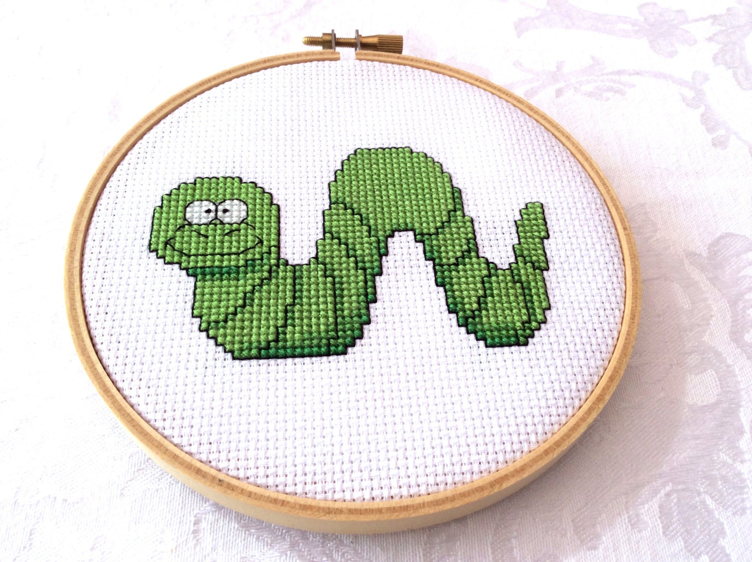 Worm Counted Cross Stitch Pattern, Needlepoint, Bug PDF Pattern, Garden ...