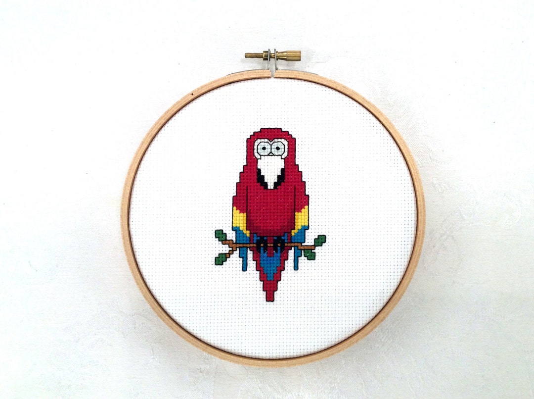Parrot Cross Stitch Pattern, Bird PDF Pattern, Macaw Needlepoint, Pet ...