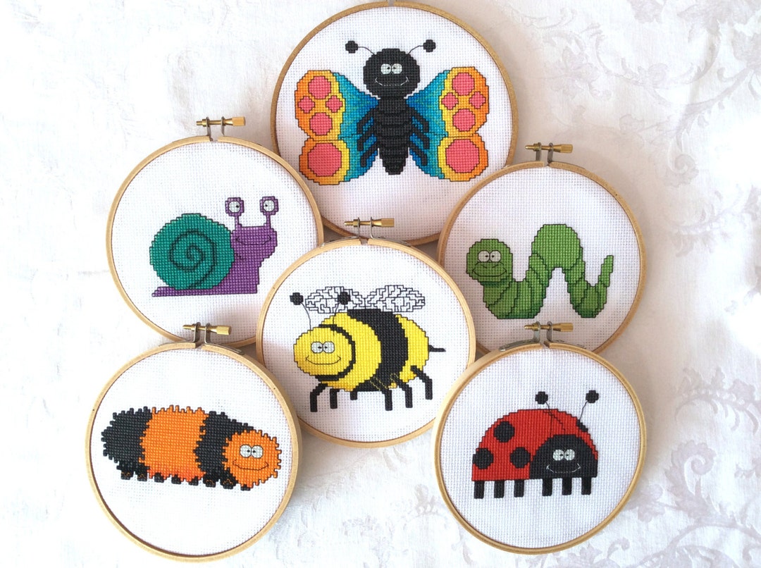 Garden Animal Six Pack Cross Stitch Pattern, Bug Digital Download ...