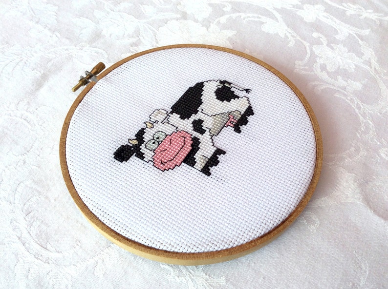 Cow Cross Stitch Pattern, Farm Embroidery, Barn Animal Needlepoint ...