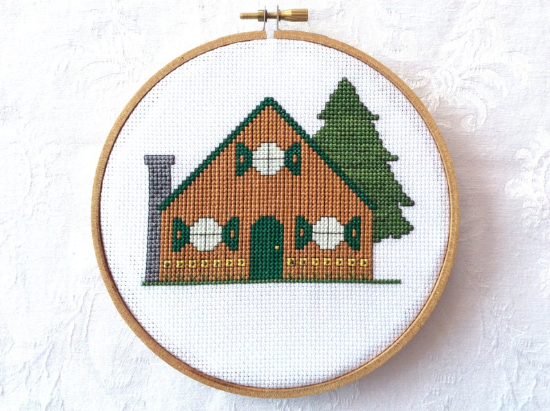 Cabin Cross Stitch Pattern, PDF Pattern, Cozy Cottage, House Embroidery ...