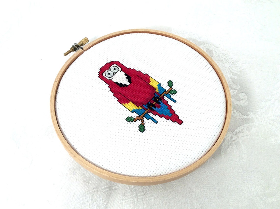 Parrot Cross Stitch Pattern, Bird PDF Pattern, Macaw Needlepoint, Pet ...