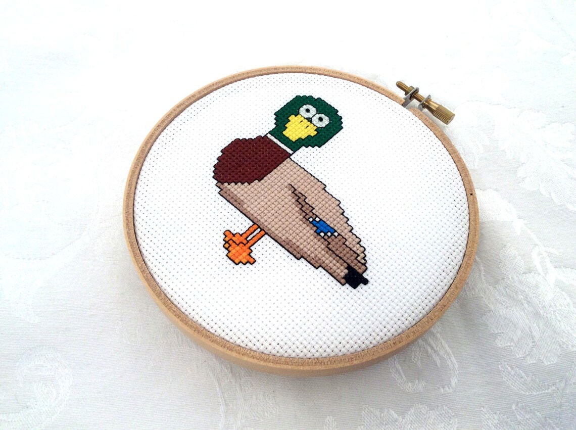 Duck Cross Stitch Pattern, Animal Embroidery, Bird Needlepoint ...