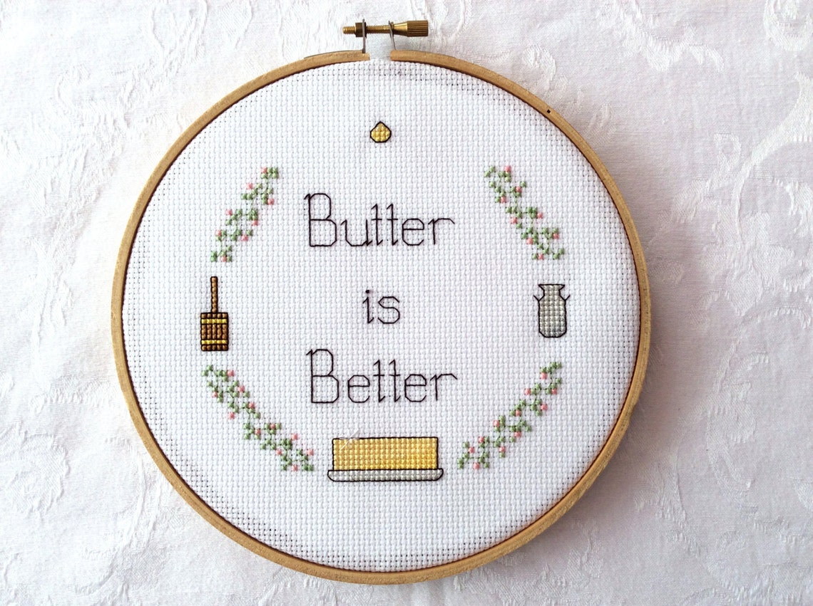 Butter is Better Cross Stitch Pattern, PDF Pattern, Kitchen Xstitch ...