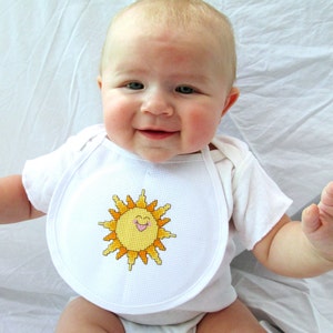 Sunshine Baby Bib Cross Stitch Pattern, Sun PDF Pattern, Infant ...