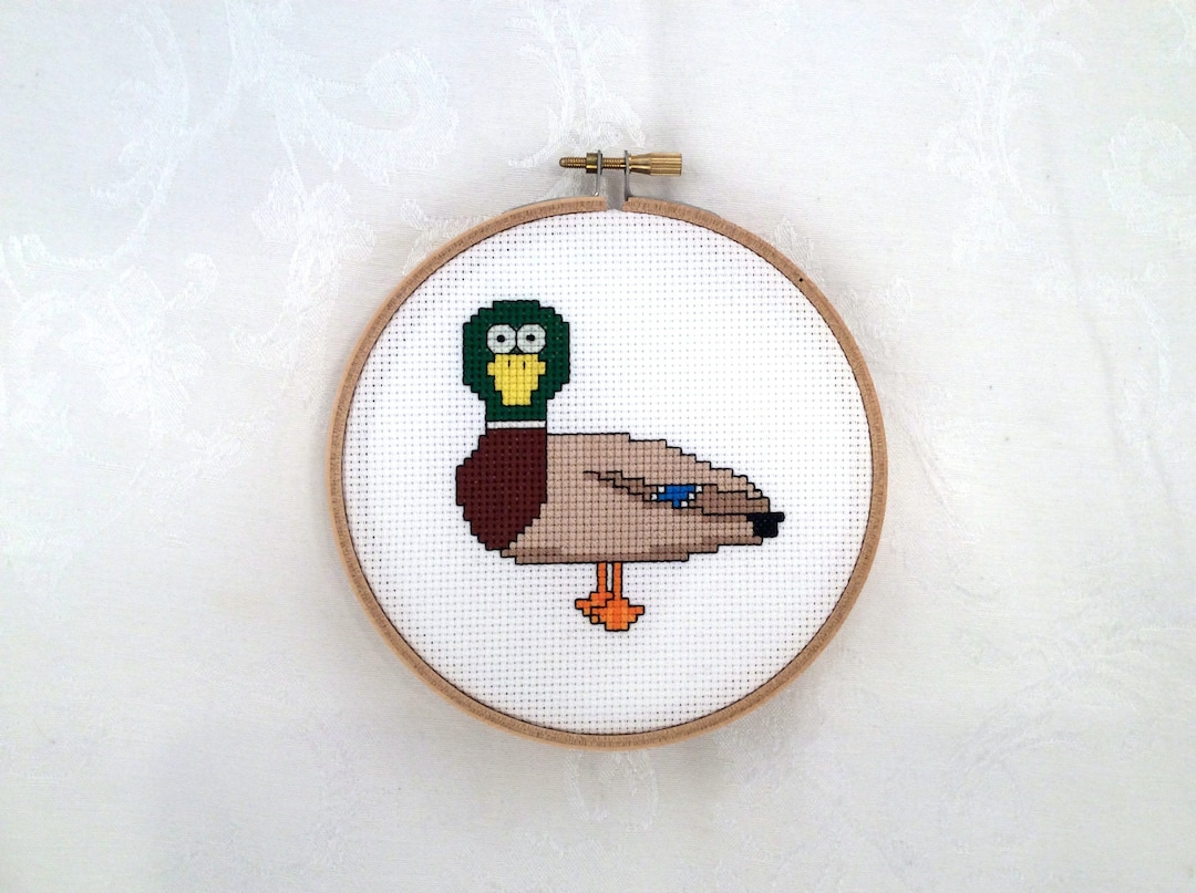 Duck Cross Stitch Pattern, Animal Embroidery, Bird Needlepoint ...