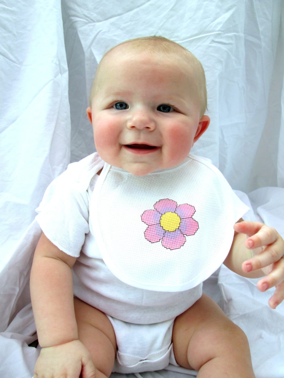 Flower Baby Bib Cross Stitch Pattern, PDF Pattern, Infant Embroidery ...
