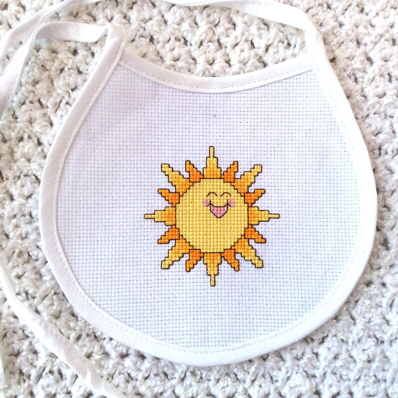 Sunshine Baby Bib Cross Stitch Pattern, Sun PDF Pattern, Infant ...