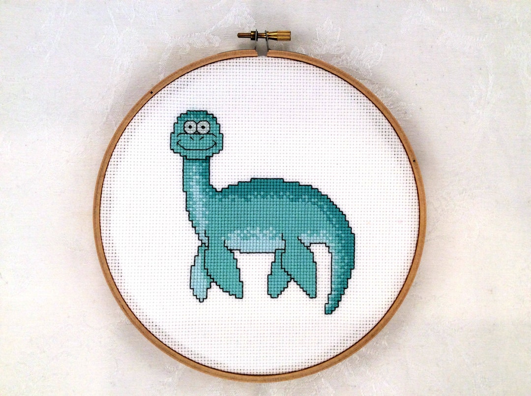 Plesiosaur Counted Cross Stitch Pattern, Dinosaur Needlepoint, Dino ...