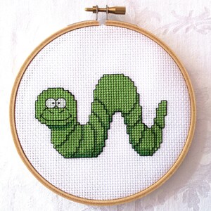 Worm Counted Cross Stitch Pattern, Needlepoint, Bug PDF Pattern, Garden ...