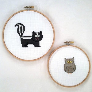 Forest Friends Cross Stitch Pattern Bundle, Bear, Squirrel, Skunk, Owl ...