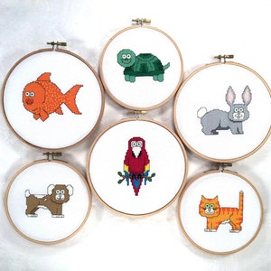 Pet Friends Cross Stitch Pattern Collection, Animal Needlepoint, PDF ...