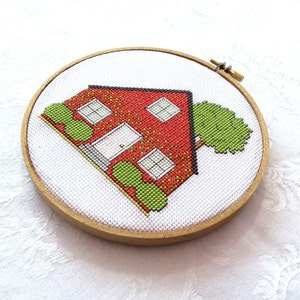 Brick House Cross Stitch Pattern, Needlepoint, PDF Pattern, Red House ...