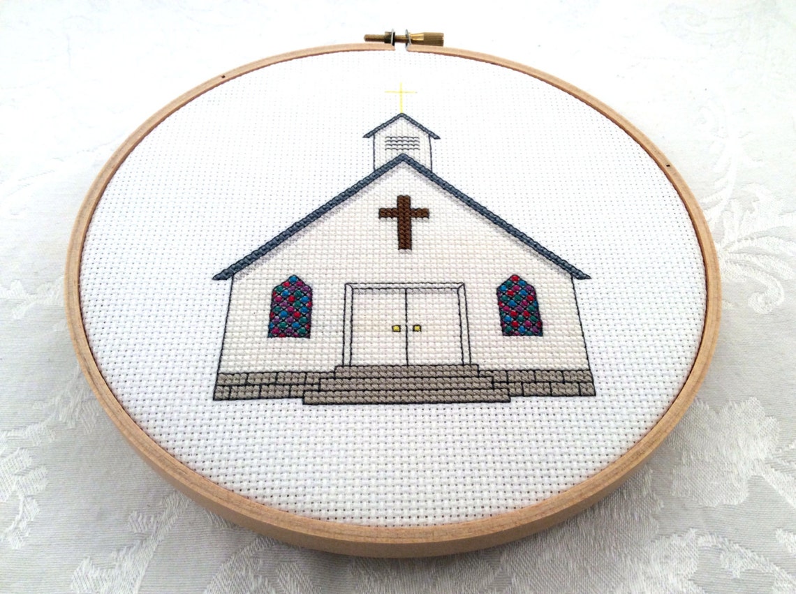 Church Cross Stitch Pattern, Spiritual Needlepoint, Religious ...