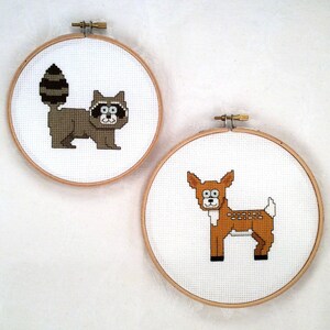 Forest Friends Cross Stitch Pattern Bundle, Bear, Squirrel, Skunk, Owl ...