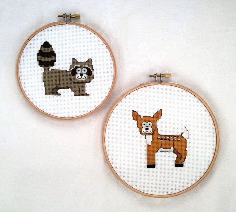 Forest Friends Cross Stitch Pattern Bundle, Bear, Squirrel, Skunk, Owl ...