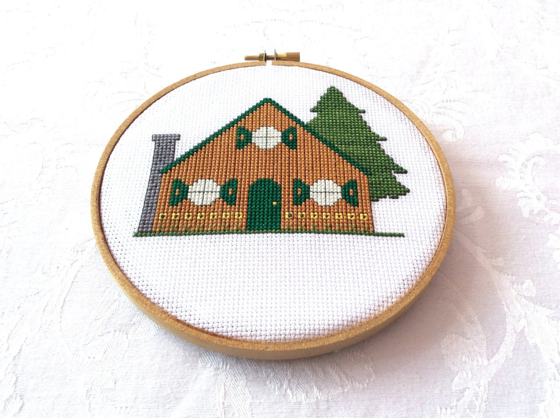Cabin Cross Stitch Pattern, PDF Pattern, Cozy Cottage, House Embroidery ...