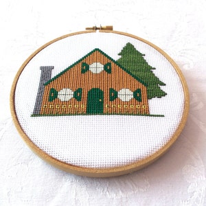 Cabin Cross Stitch Pattern, PDF Pattern, Cozy Cottage, House Embroidery ...