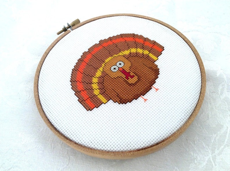 Turkey Counted Cross Stitch Pattern, Thanksgiving PDF Pattern, Autumn ...