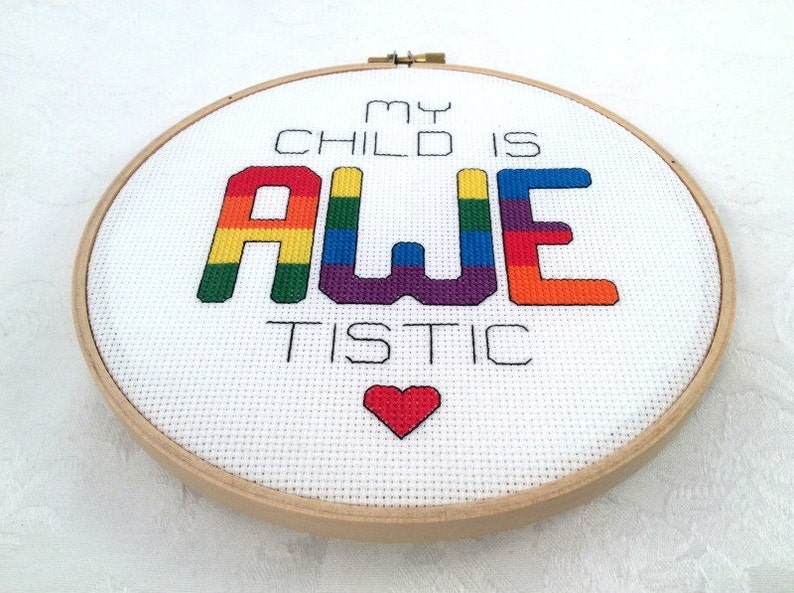 Autistic Cross Stitch Pattern, PDF Pattern, ASD Embroidery, Aspbergers ...
