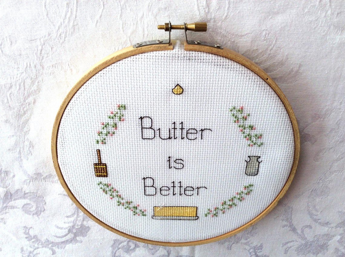Butter is Better Cross Stitch Pattern, PDF Pattern, Kitchen Xstitch ...