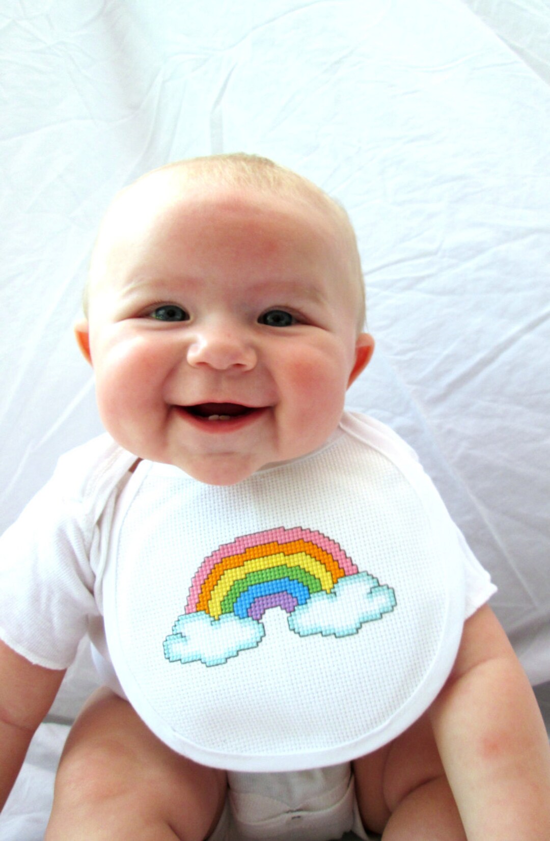 Rainbow Baby Bib Cross Stitch Pattern, Xstitch PDF Pattern, Cloud ...