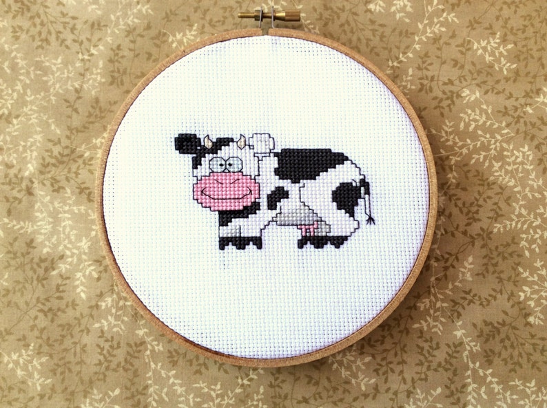 Cow Cross Stitch Pattern, Farm Embroidery, Barn Animal Needlepoint ...