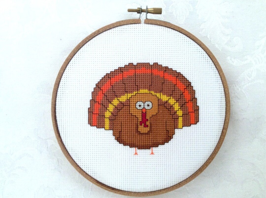 Turkey Counted Cross Stitch Pattern, Thanksgiving PDF Pattern, Autumn ...