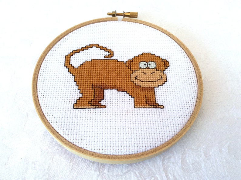 Monkey Counted Cross Stitch Pattern, Xstitch PDF, Jungle Embroidery ...