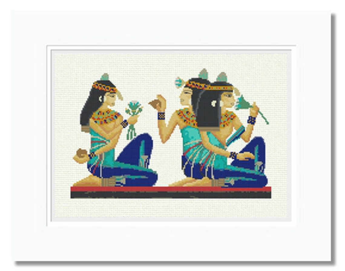 Cross Stitch Pattern Egyptian Women With Metopion, Ancient Art, Counted ...