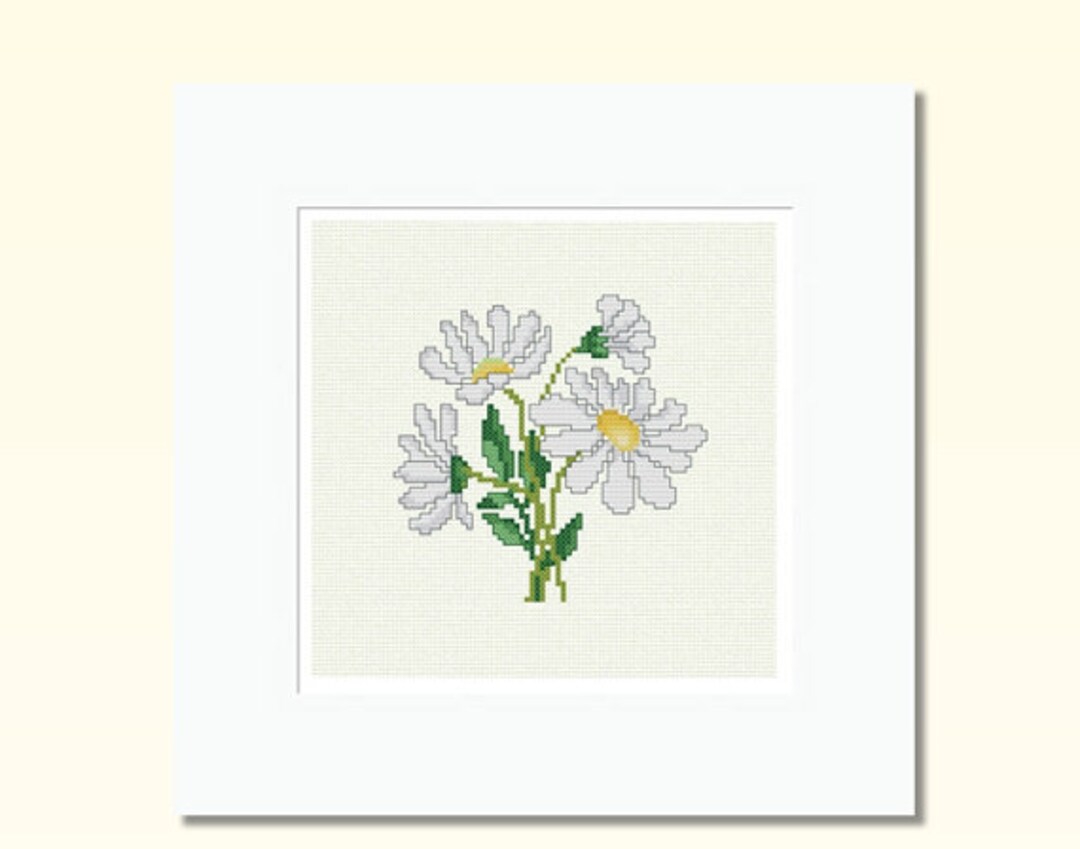 Cross Stitch Pattern Daisy Flowers, Counted Cross Stitch Chart ...