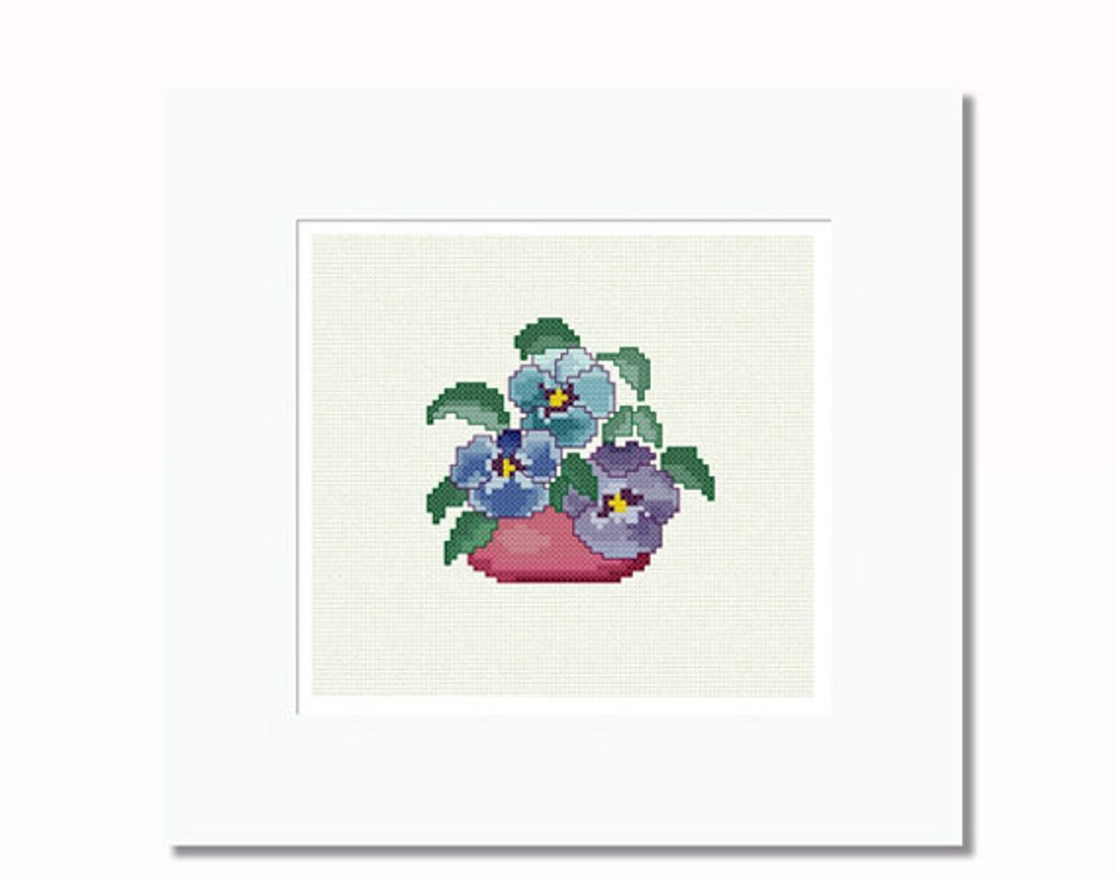 Cross Stitch Pattern Pansies in Vase, Flowers Embroidery Design ...