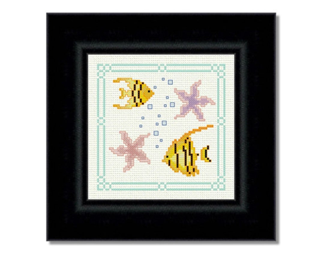 Counted Cross Stitch Pattern Fish, Starfish, Nautical, Sea, Baby ...