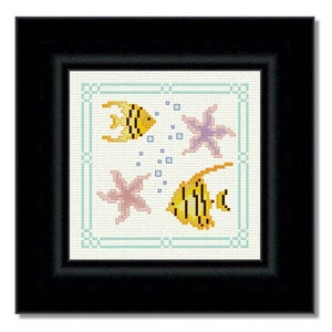 Counted Cross Stitch Pattern Fish, Starfish, Nautical, Sea, Baby ...