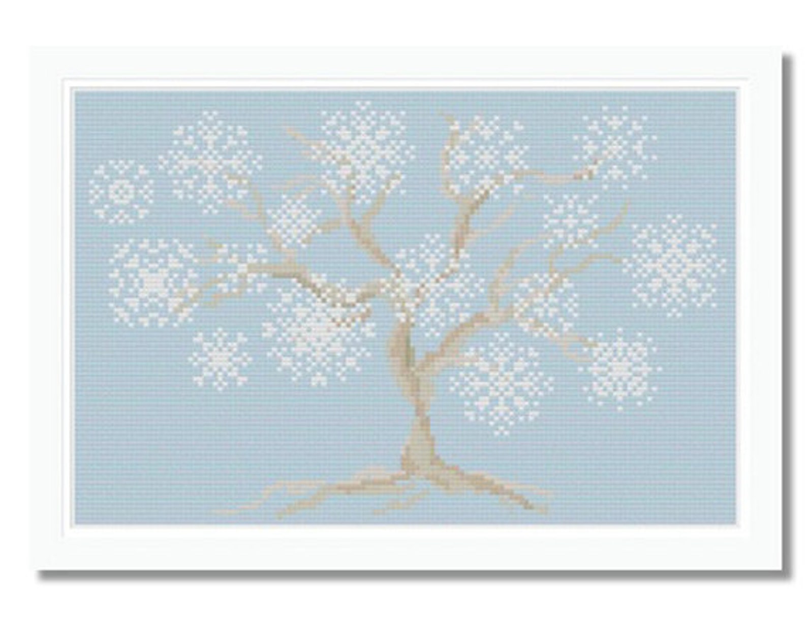 Cross Stitch Pattern Snowflake Tree, Winter Counted Cross Stitch Chart ...