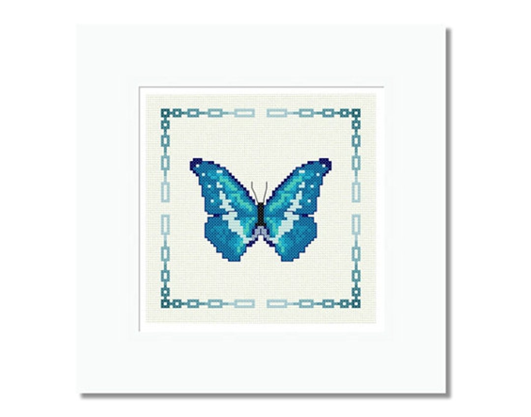 Cross Stitch Pattern Butterfly Morpho Helena, Counted X Chart Insect ...
