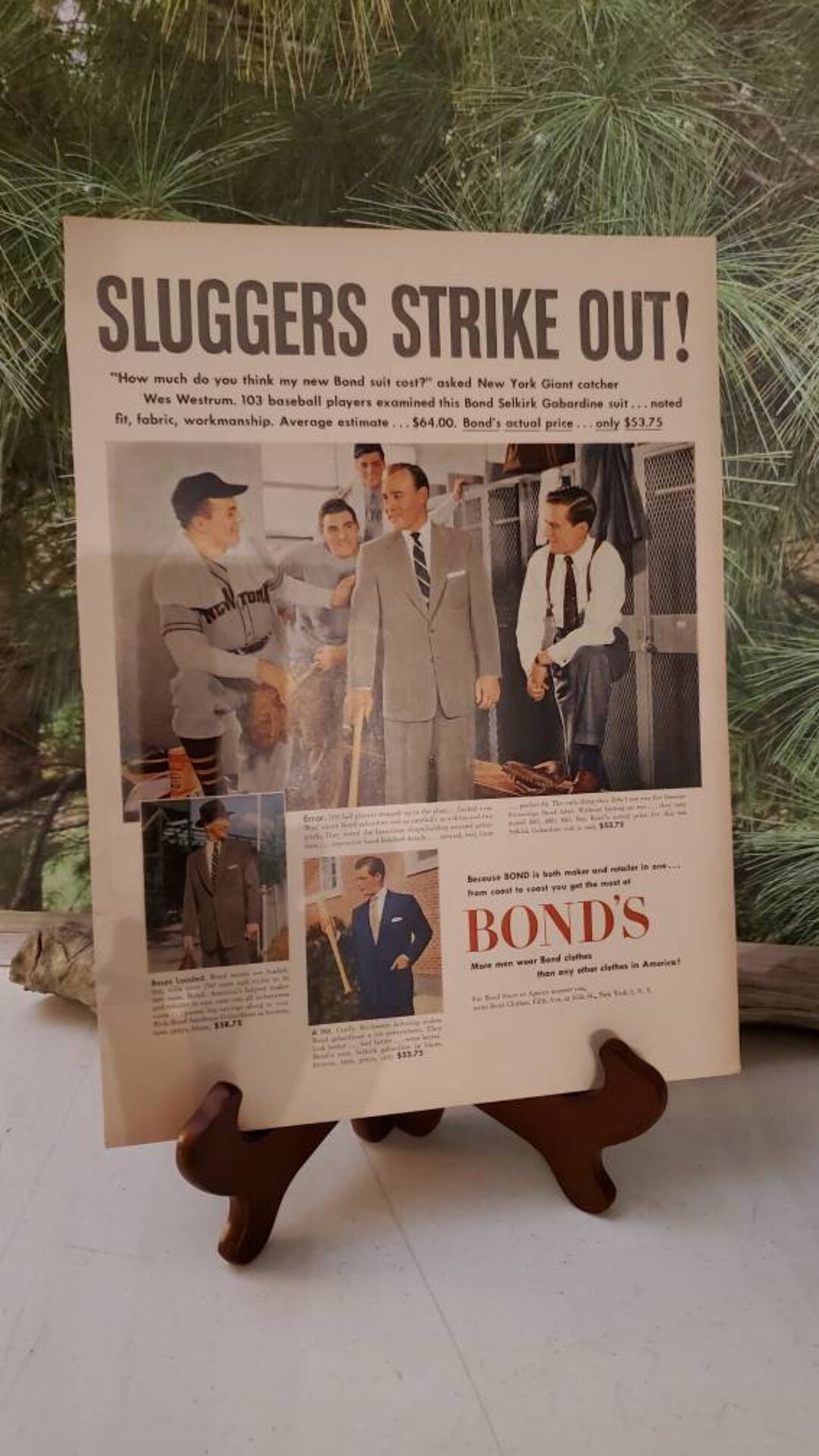 1952 Wes Westrum New York Giants Bond's Men's Clothing Print Ad Vintage ...