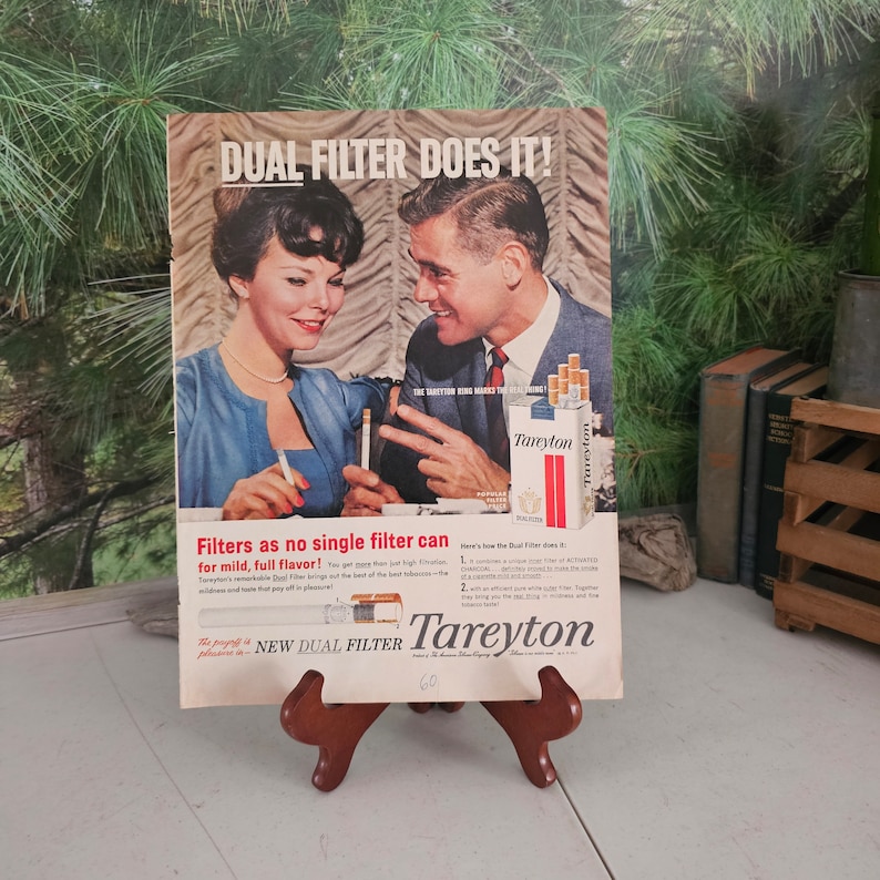 1950s Tareyton New Dual Filter Cigarettes Original Magazine Ad Vintage ...