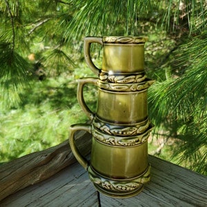 Green Ceramic Stacking Measuring Cups / Set of 3 Ceramic Measuring Cups ...