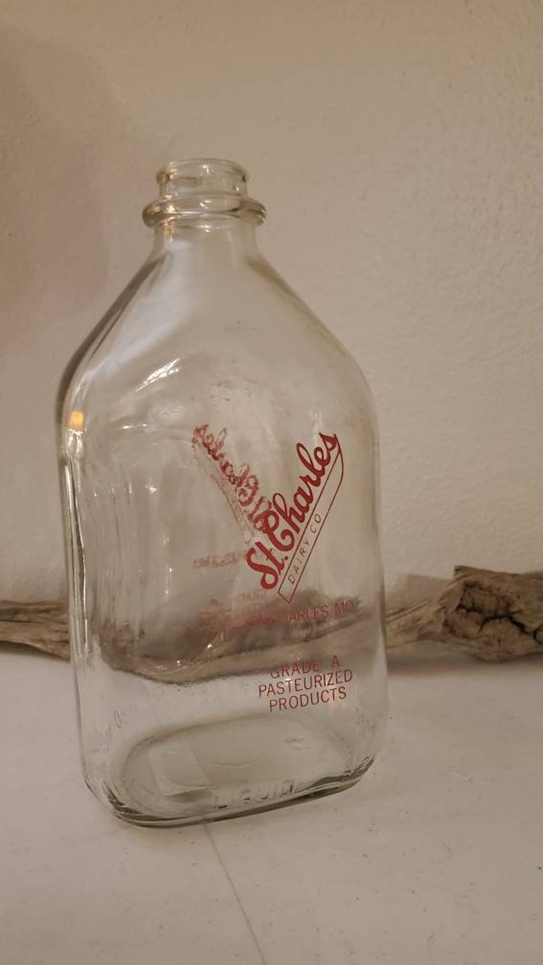 St. Charles Dairy Company, St. Charles, MO Glass Half Gallon Bottle Red ...