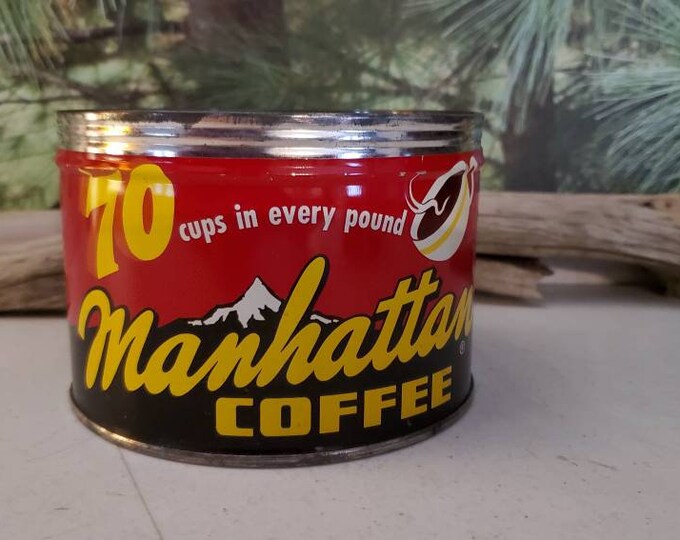 1940s Red, Yellow, & Black Manhattan Coffee Can With No Lid #3056 - Etsy