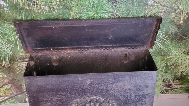 Rustic Black Steel Mailbox With Newspaper Holder welcome - Etsy