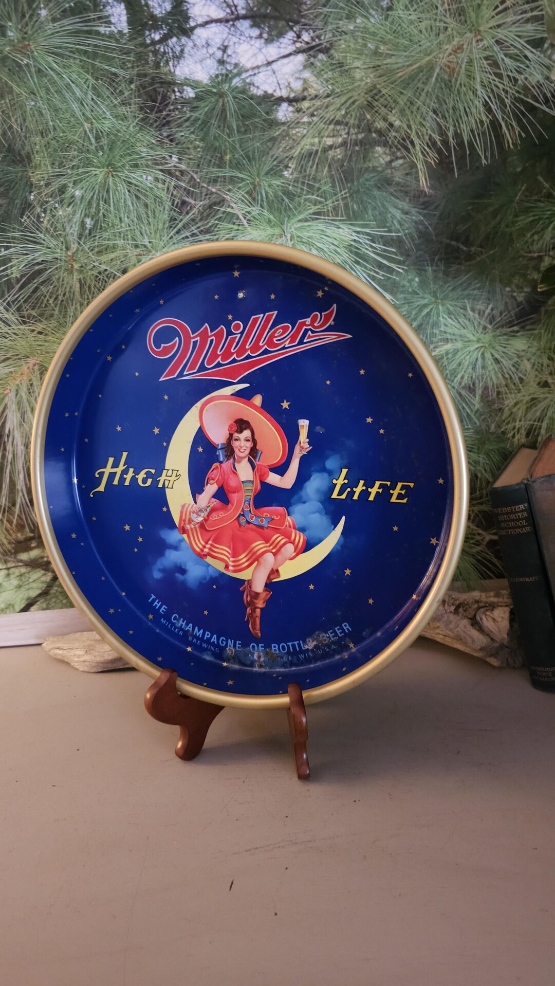 Vintage Miller High Life Bar Tray: Moon Girl Beer Tray, 13 Inch #4342 ...