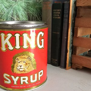 King Syrup Tin 4 Lbs 4 Ounces Pry Lid 1950s Vintage Advertising Can ...