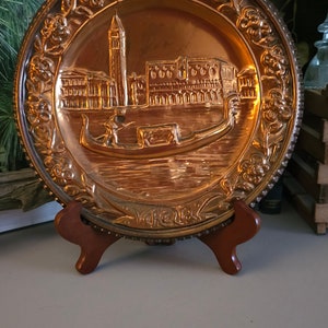 Round Gondola Copper Wall Plate 3D Embossed Italian Canal Scene Vintage ...