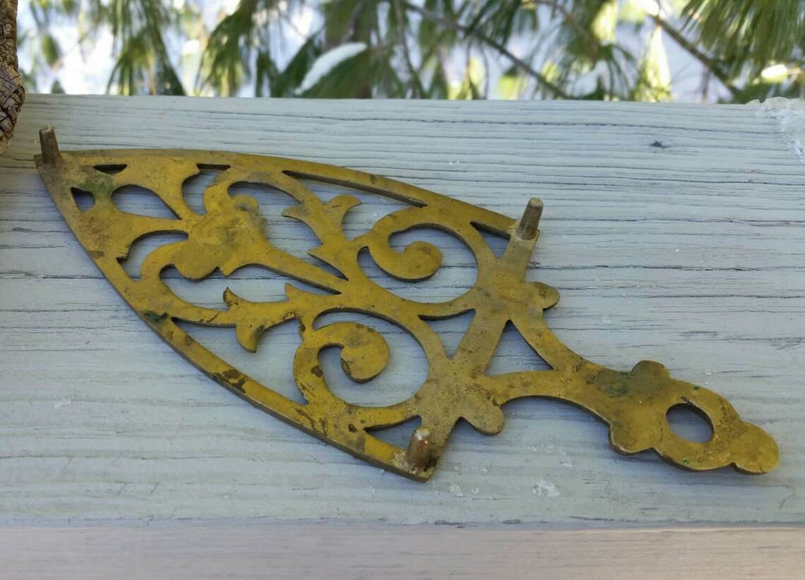 Brass Iron Shaped Trivet With Scrollwork Design Brass Home - Etsy