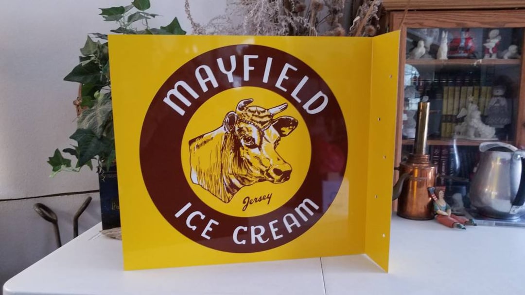 Mayfield Ice Cream Double Sided Bridge Sign Brown, Yellow, & White ...