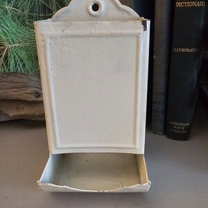 Distressed off White Metal Matchbox Holder With Chippy Paint Rustic ...