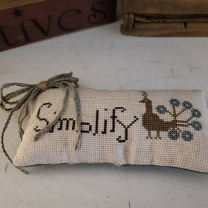 Primitive Cross Stitch Pinkeep Simplify and Peacock Country Decor Home and Living Ready to Ship ...